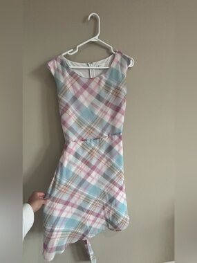 cleo | Dresses | Cleo Pastel Plaid Dress In Pink Blue Cream | Poshmark